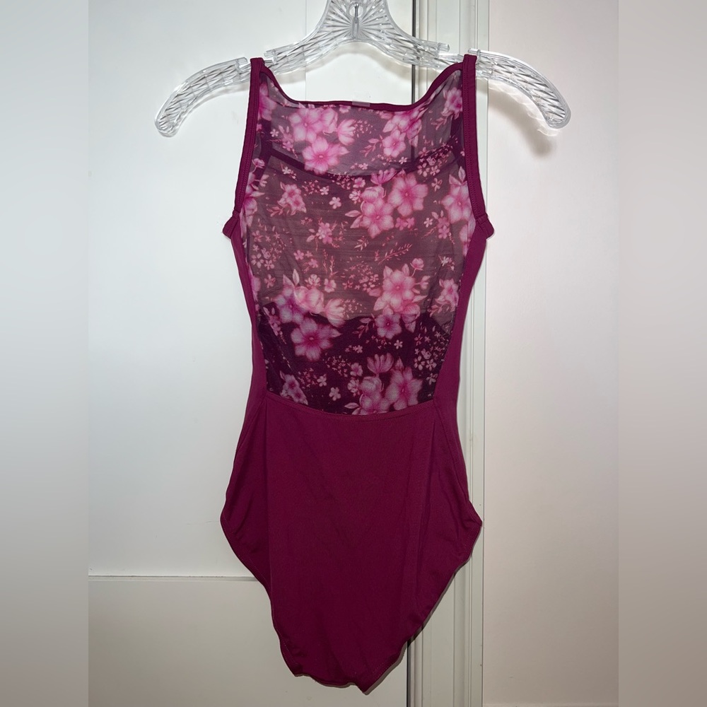 Bloch Mirella Floral Mesh Cami Leotard Burgundy Very… Gem